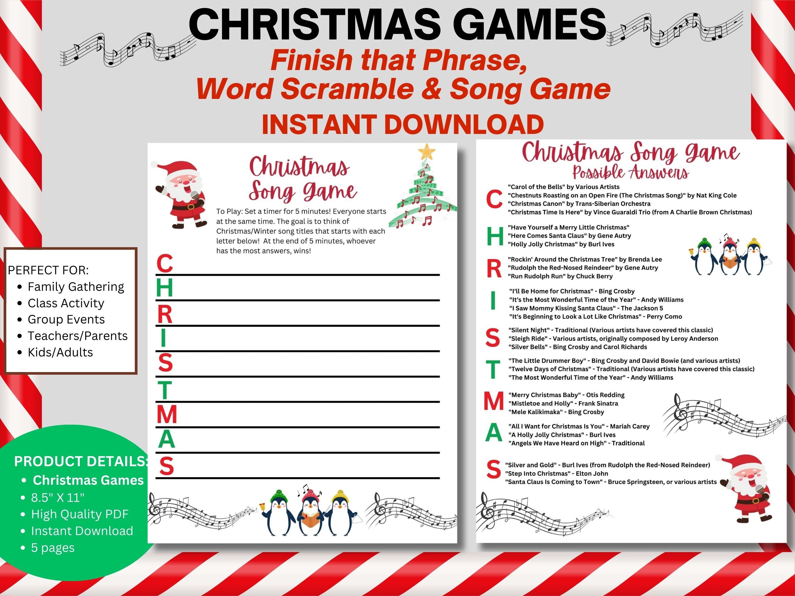 Christmas Games Bundle - Instant Download, Finish That Phrase ...