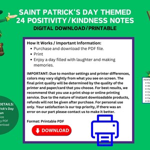 St. Patrick's Day Positivity Notes, Spread Joy and Kindness, Cute ...