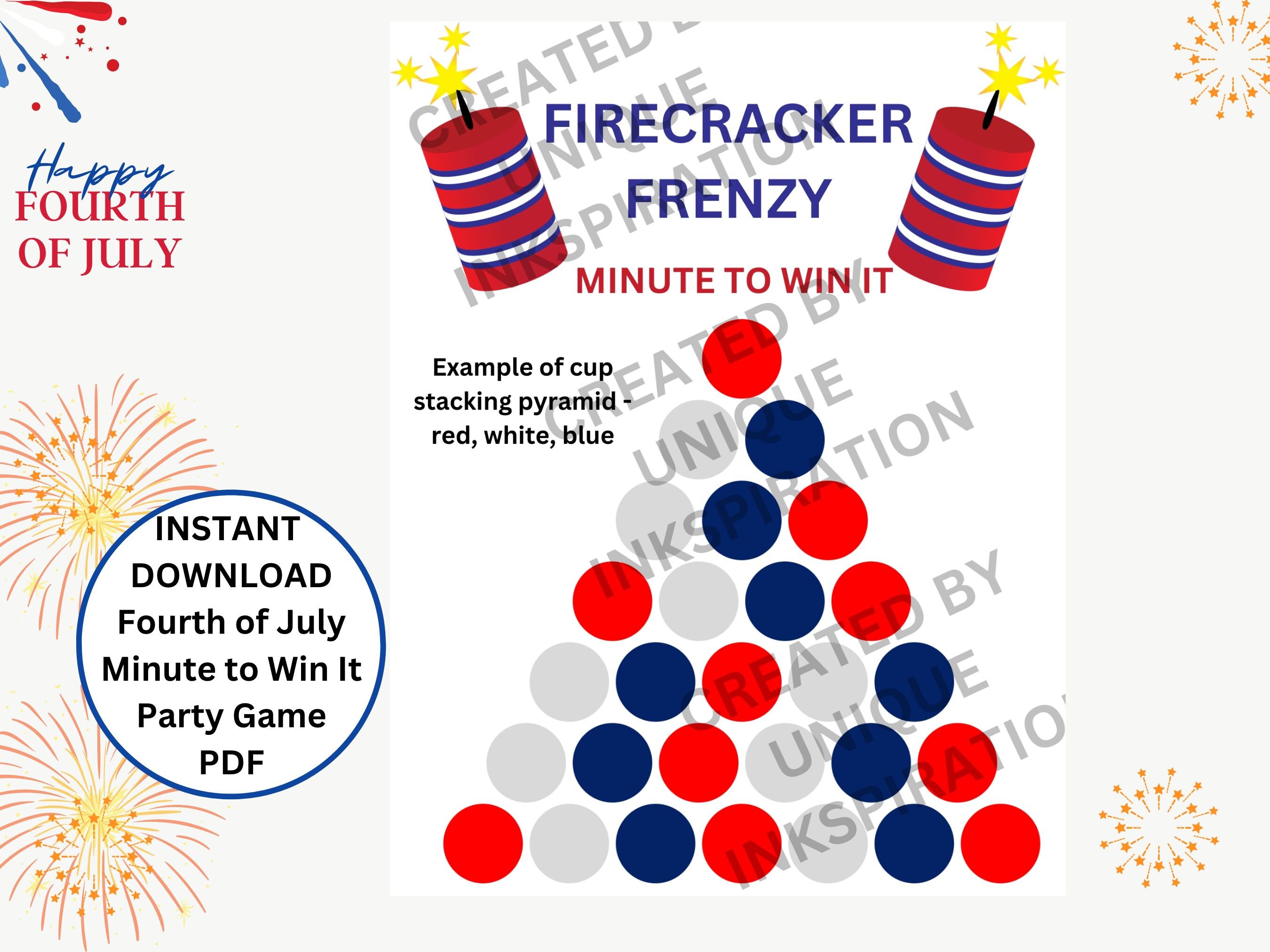 Firecracker Frenzy Fourth of July Minute to Win It Party Game Printable ...