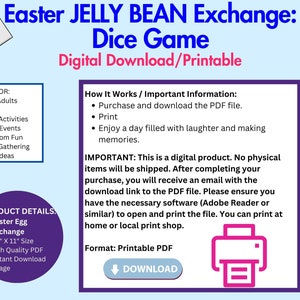 Easter Jellybean Exchange Dice Party Game, Class/family Activity, Group ...