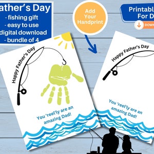 Father's Day Fishing Handprint, Personalized Gift for Dad, Daddy's ...
