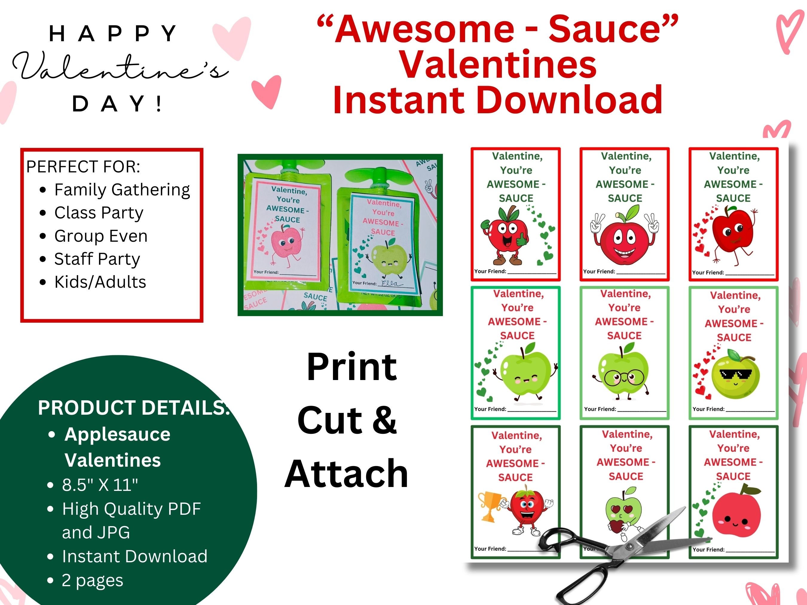 AWESOME-SAUCE Valentine's: Digital Download for Kids' Applesauce ...