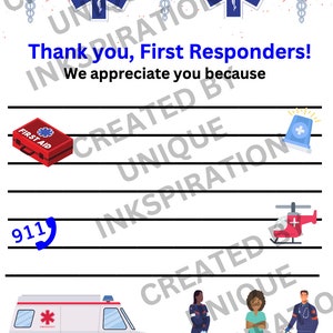 First Responder Thank You Notes - Instant Download & Print, Police, EMS ...