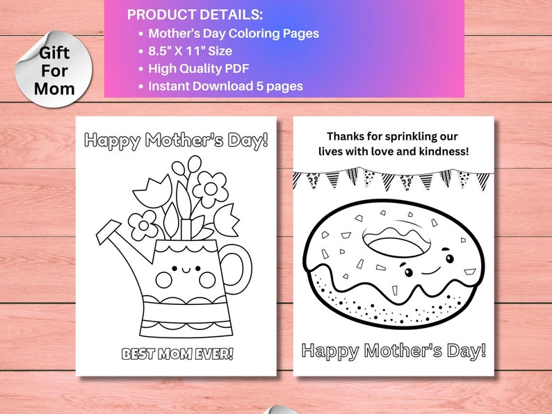 Mother's Day Coloring Pages for Kids, Fun Craft Idea, Gift for Mom ...