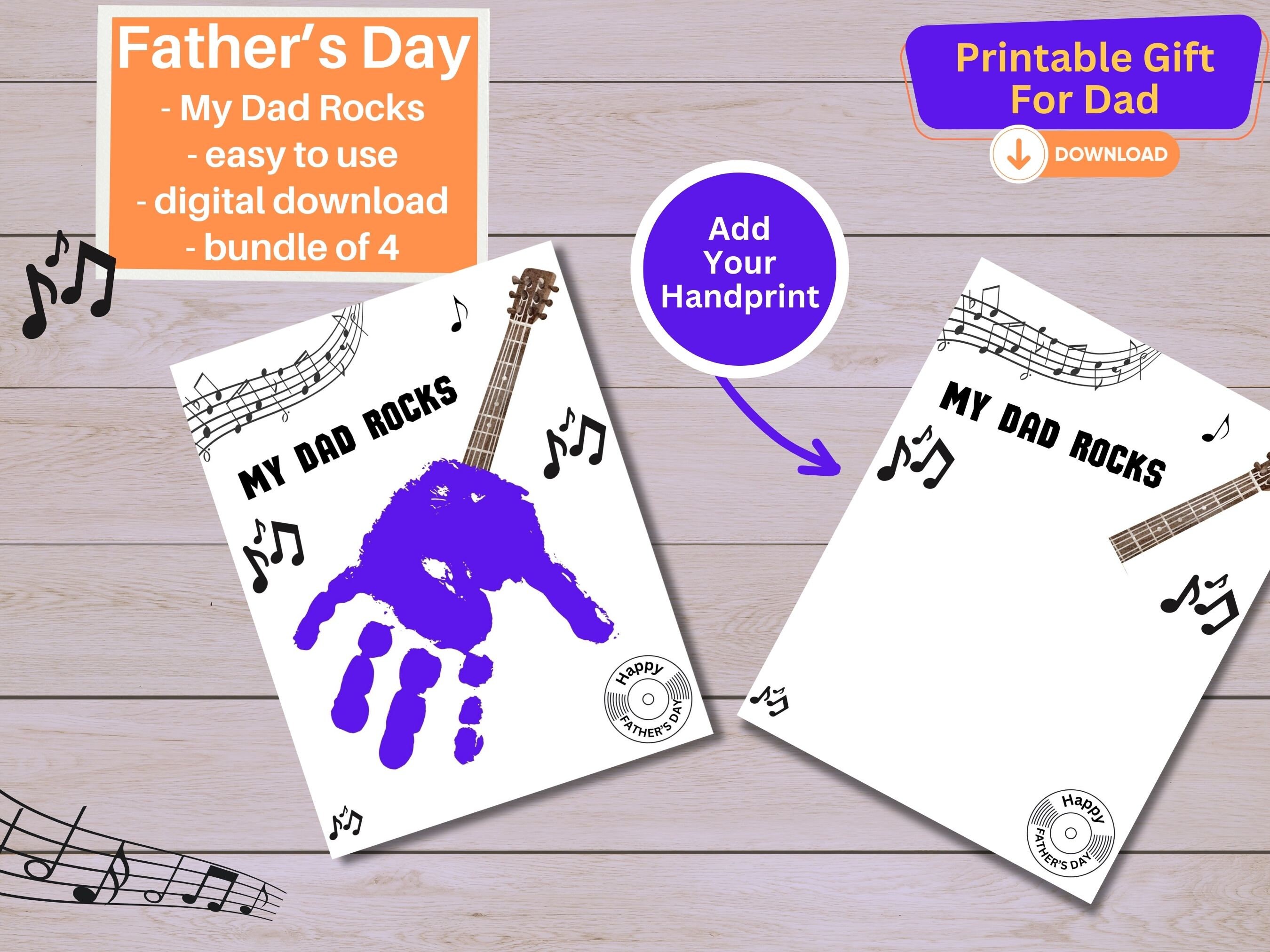 Father's Day Handprint Gift, My Dad Rocks, Daddy Rocks, Gift for Dad ...