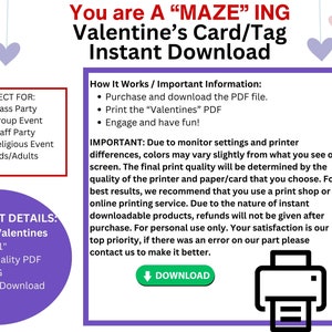 You Are A"maze"ing Printable Valentine's, Classroom Valentine's ...