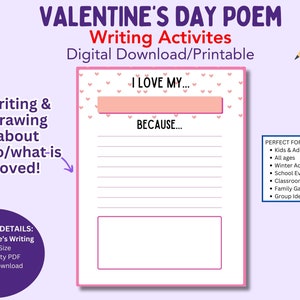 Valentine's Writing Pack: Acrostic Poem, Hearts of Love, & Expressive ...