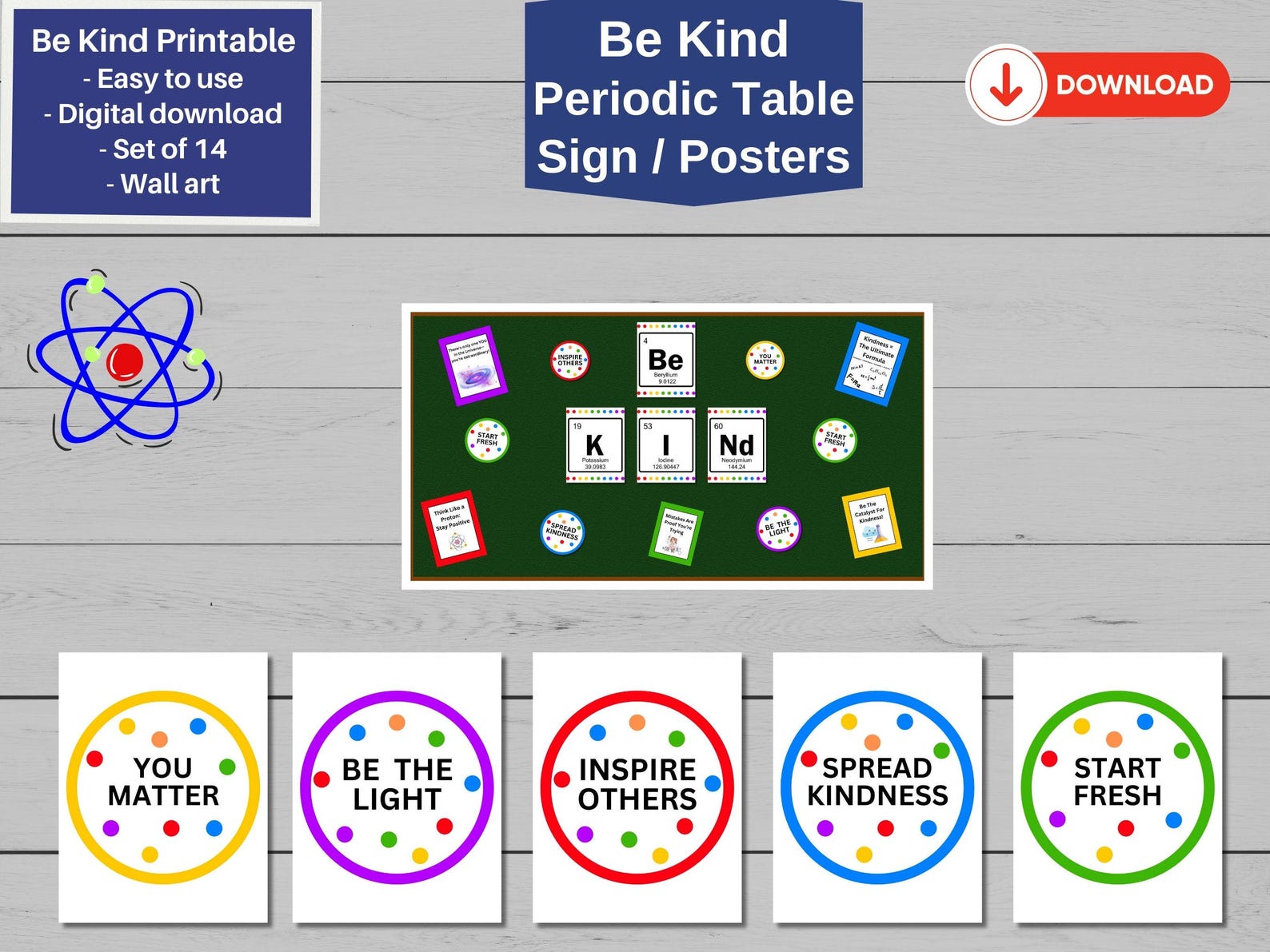 Be Kind Periodic Table Printable, Science-themed Kindness Posters ...