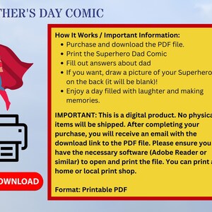 Superhero Dad Father's Day Download/printable Sheet, Perfect Gift for ...