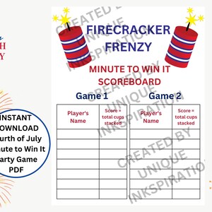 Firecracker Frenzy Fourth of July Minute to Win It Party Game ...