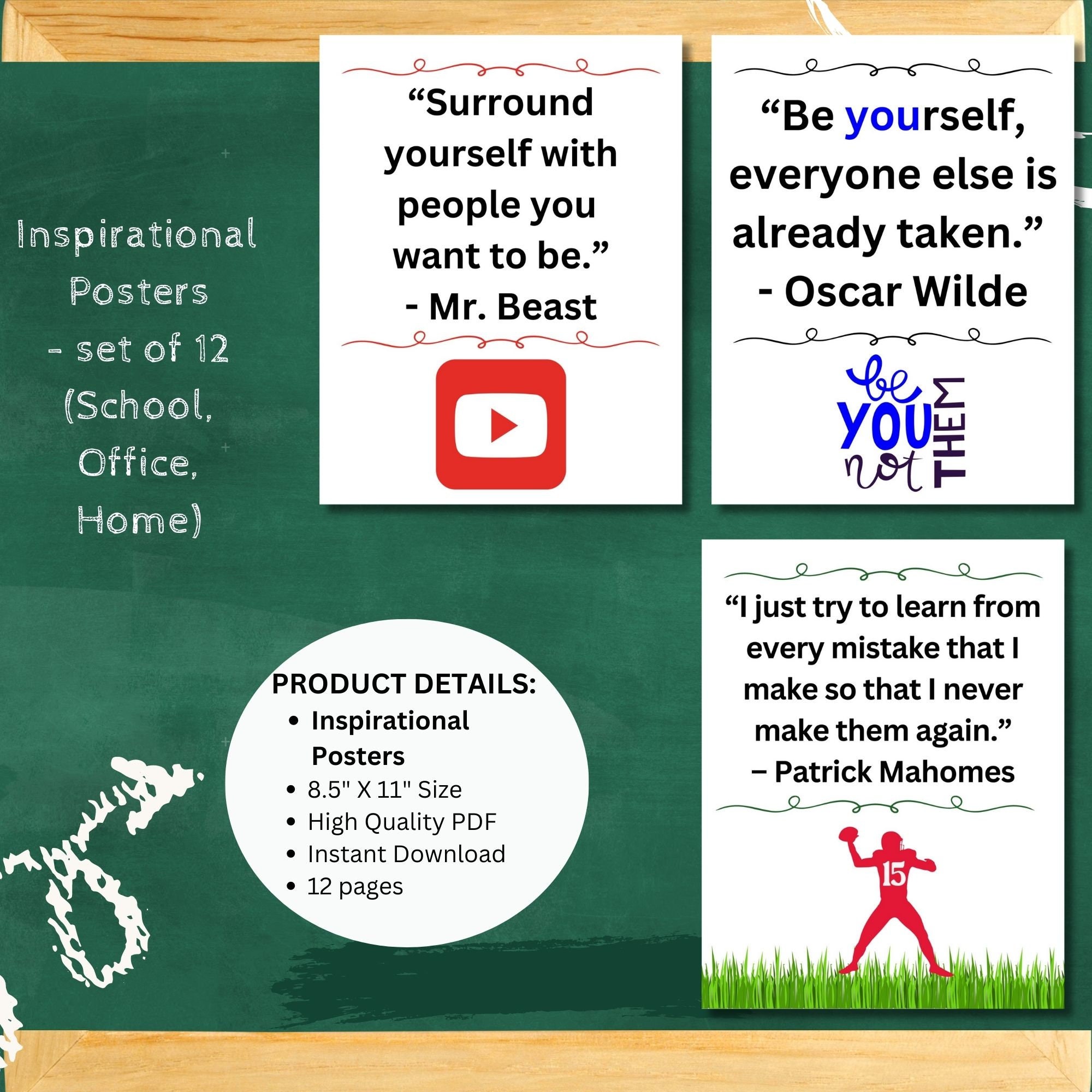 Motivation Posters With Inspirational Quotes, Bundle of 12, Instant ...