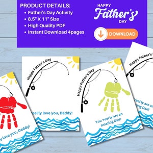 Father's Day Fishing Handprint, Personalized Gift for Dad, Daddy's ...