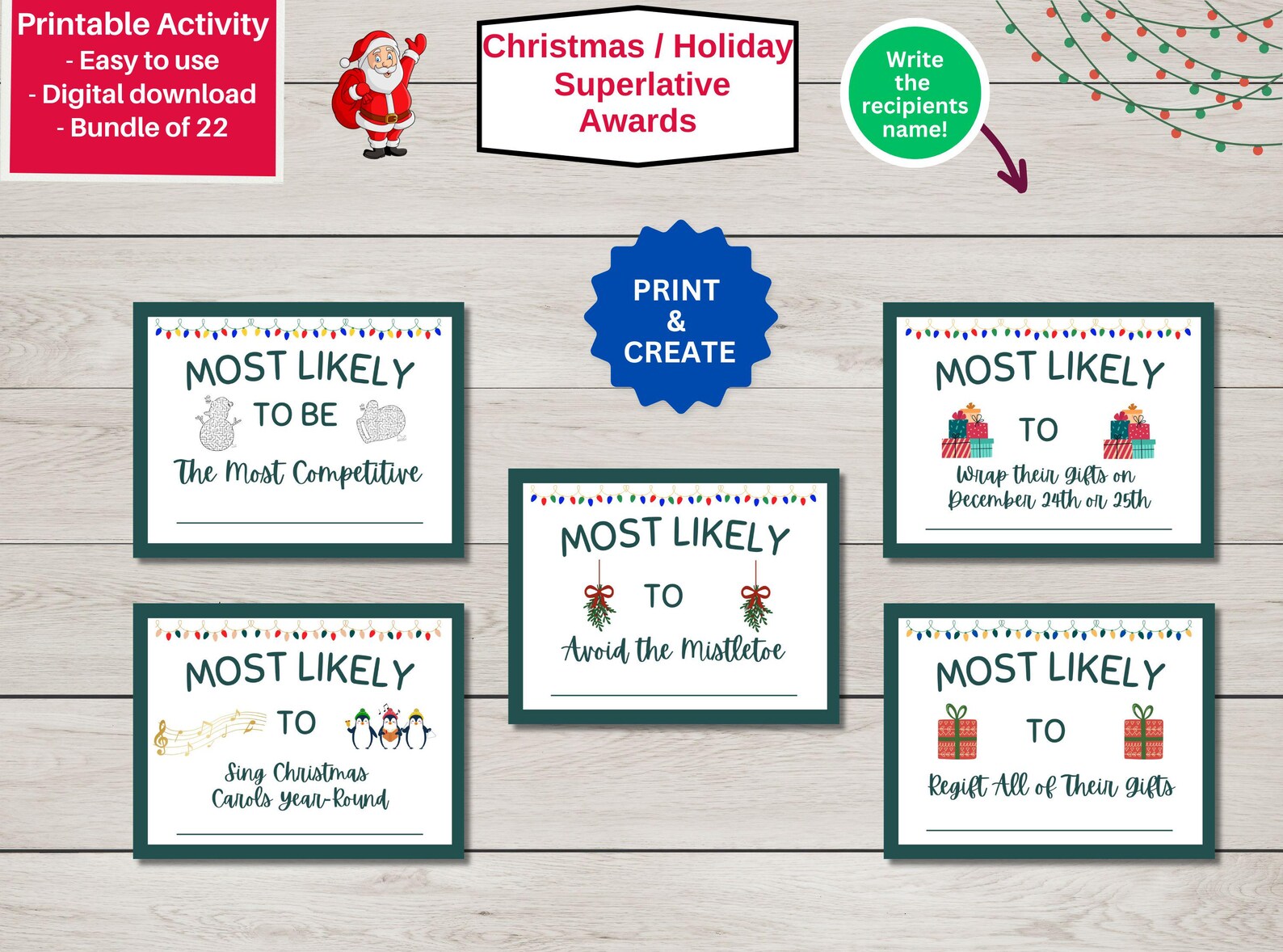 Christmas Superlative Award Certificate, Staff/office Party, Family or ...