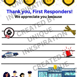 First Responder Thank You Notes - Instant Download & Print, Police, EMS ...