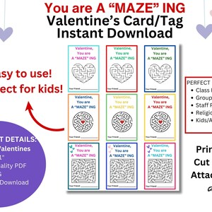You Are A"maze"ing Printable Valentine's, Classroom Valentine's ...