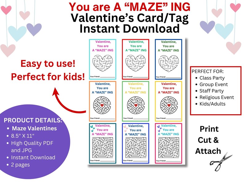 You Are A"maze"ing Printable Valentine's, Classroom Valentine's ...