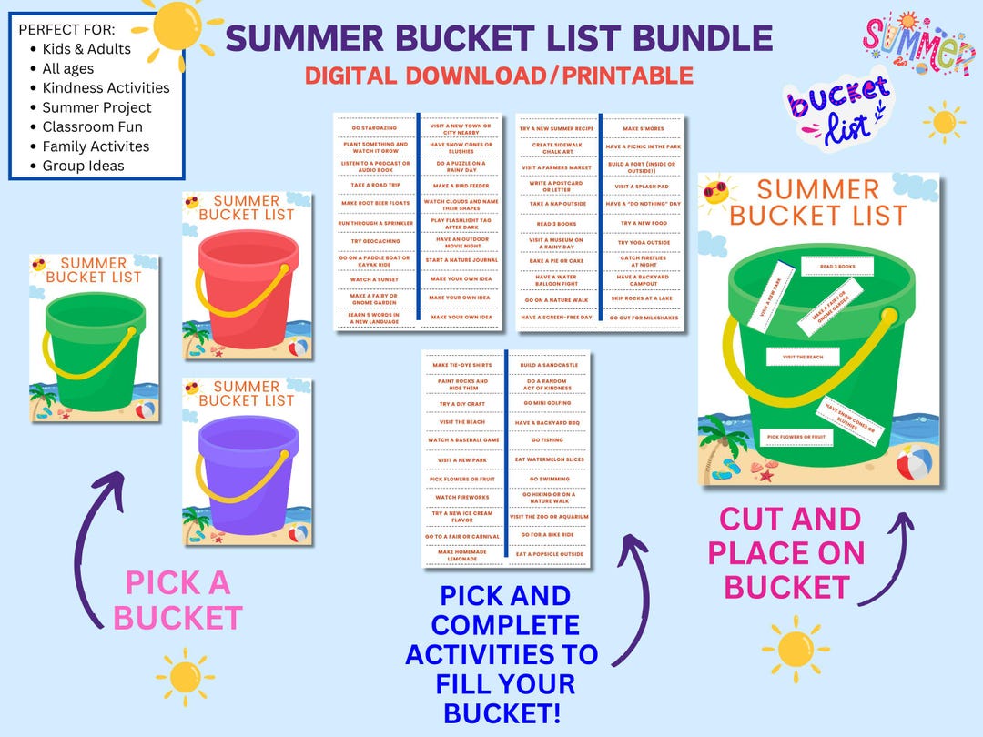 Summer Bucket List Printable, Kids & Family Summer Activities ...