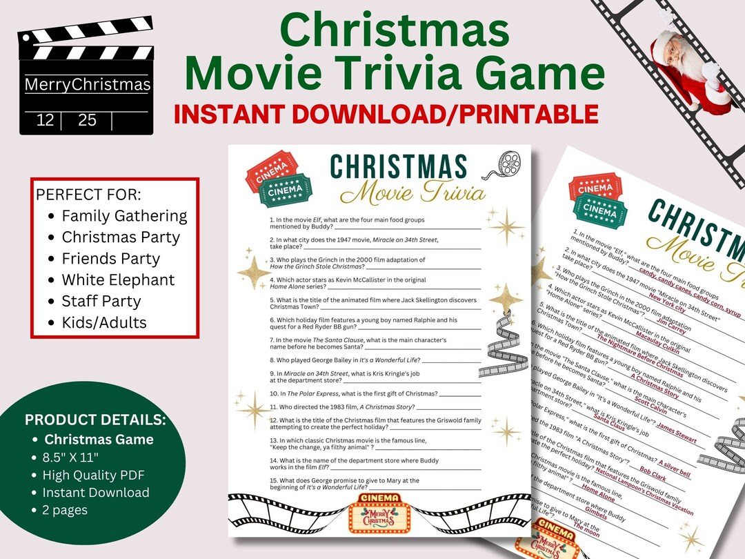 Christmas Movie Trivia, Holiday Party, Family Entertainment, Office ...