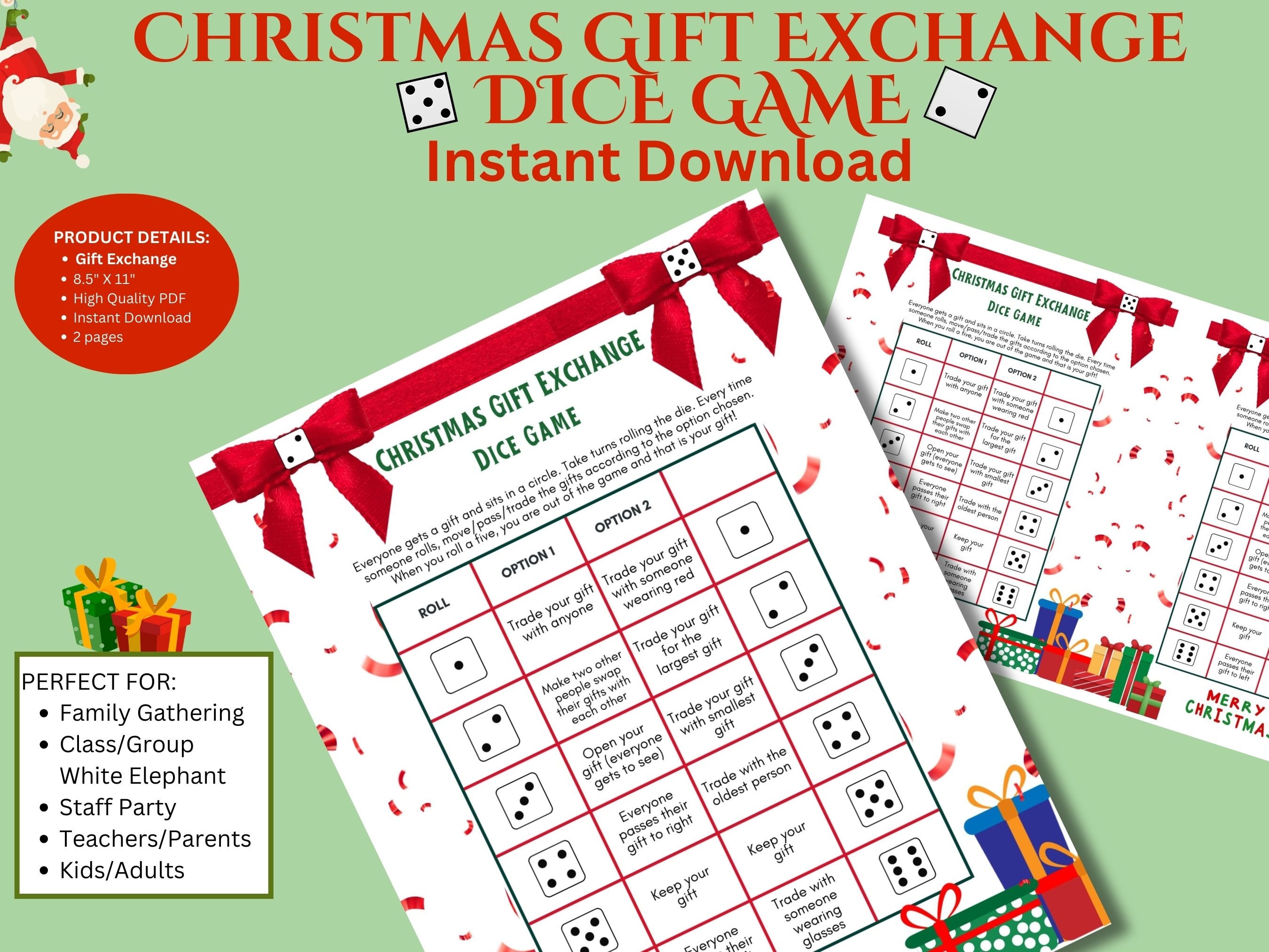 Christmas Gift Exchange Dice Game, White Elephant Exchange, Gift Swap ...