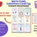 Math Puns: Colorful Valentine's Math Pun Notes, Printable Cards ...