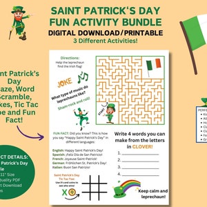 Saint Patrick's Day Fun Pack, Maze Bundle, Variety of Puzzles, Class ...