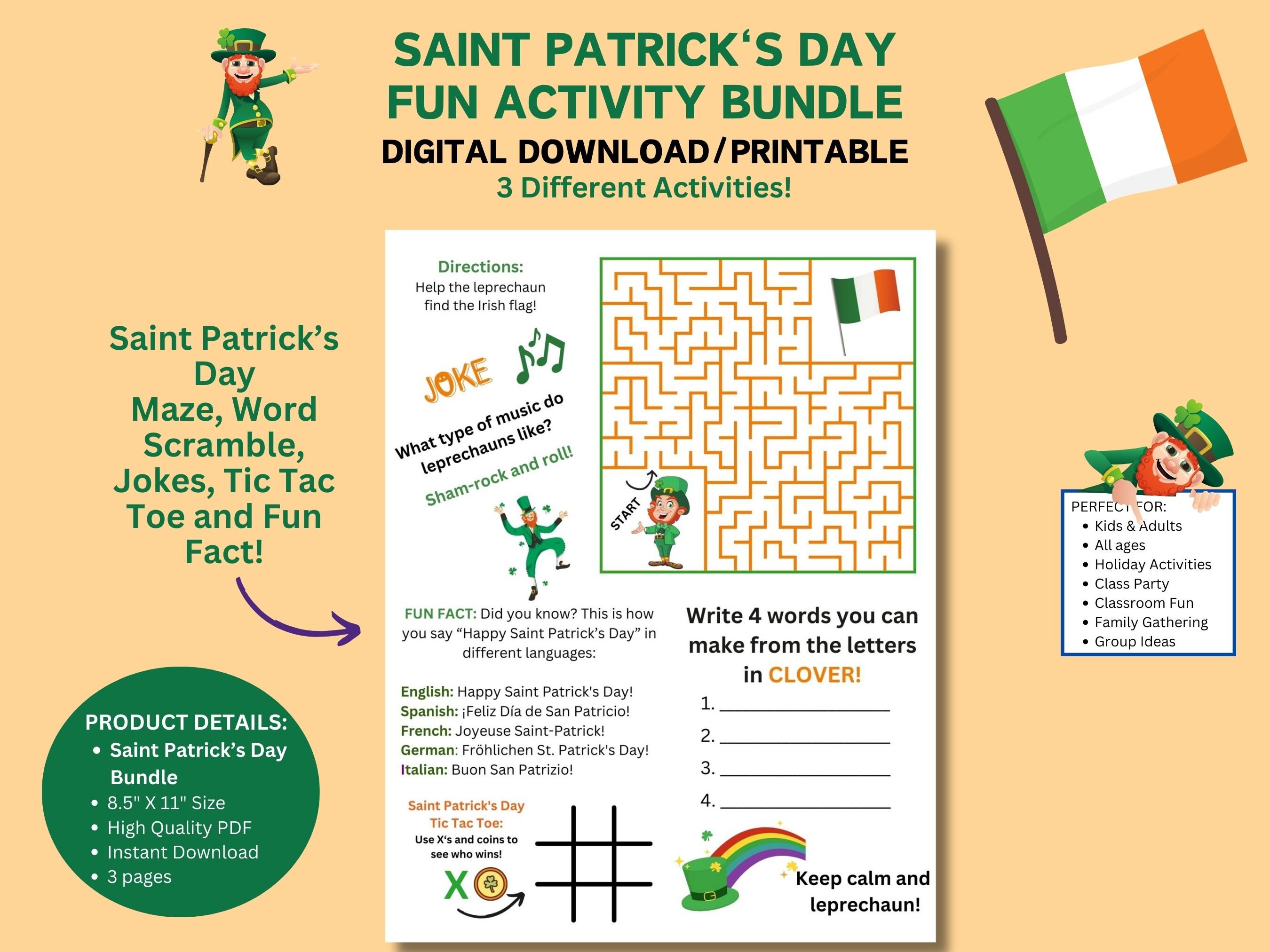 Saint Patrick's Day Fun Pack, Maze Bundle, Variety of Puzzles, Class ...