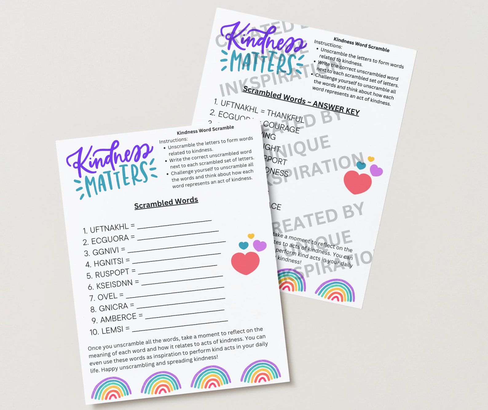 Kindness Word Scramble Puzzle - Printable/instant Download, Fun for ...
