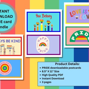 Celebrate PRIDE With Downloadable Postcards - Set of 6 LGBTQ+ Designs ...