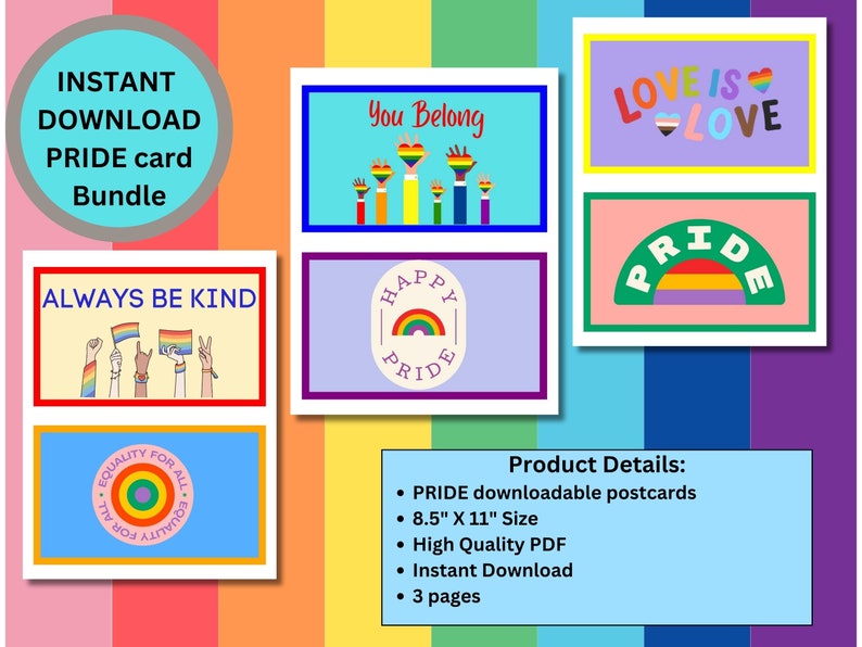 Celebrate PRIDE With Downloadable Postcards - Set of 6 LGBTQ+ Designs ...