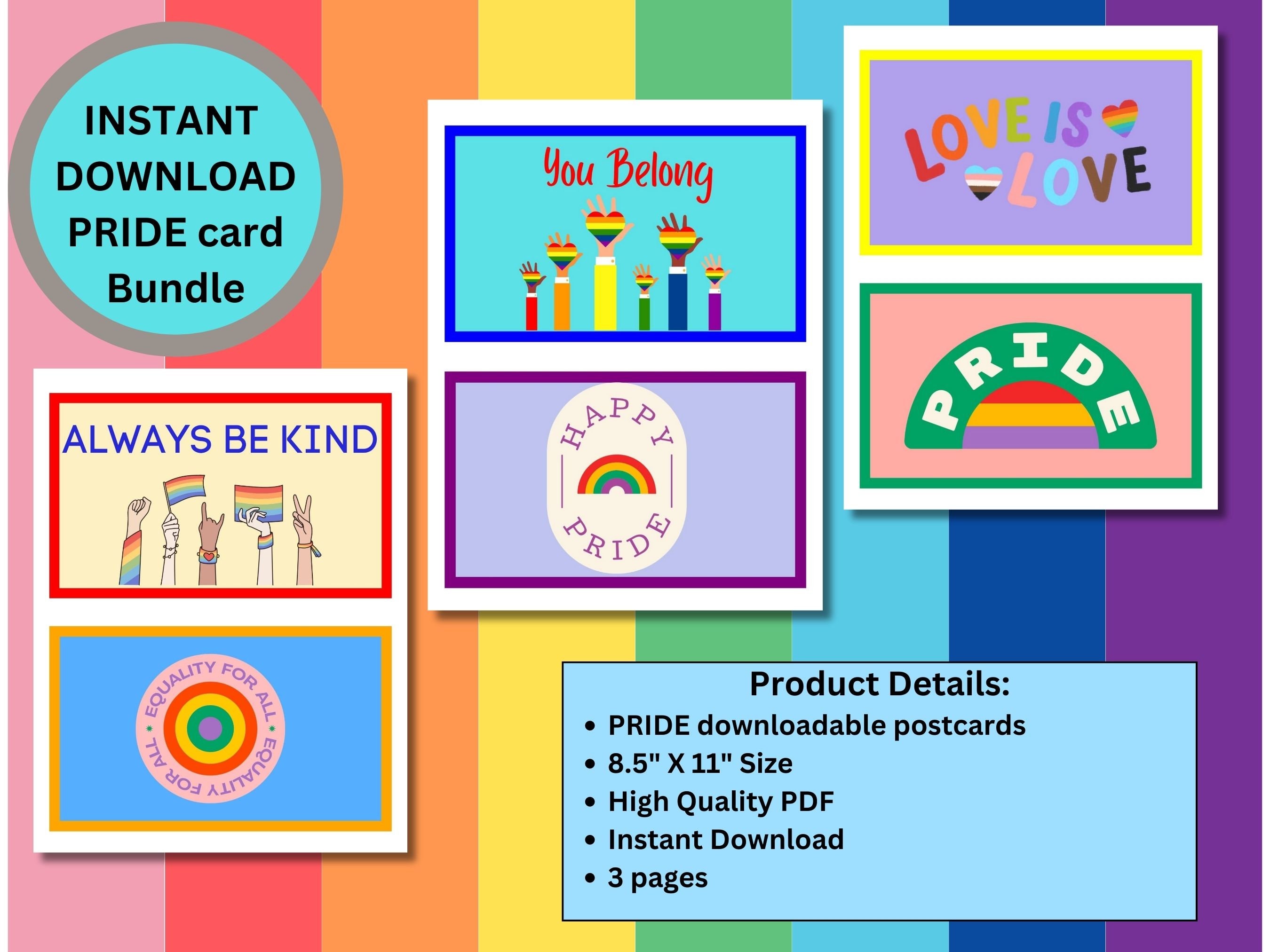 Celebrate PRIDE With Downloadable Postcards - Set of 6 LGBTQ+ Designs ...
