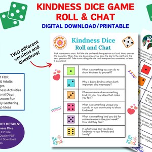 Kindness Dice Game, Conversation Starters, Roll and Play, Group/class ...