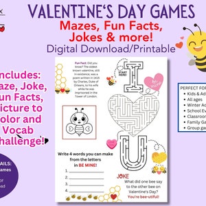 Valentine's Day Activity Sheets Bundle, Fun for All Ages, Class ...