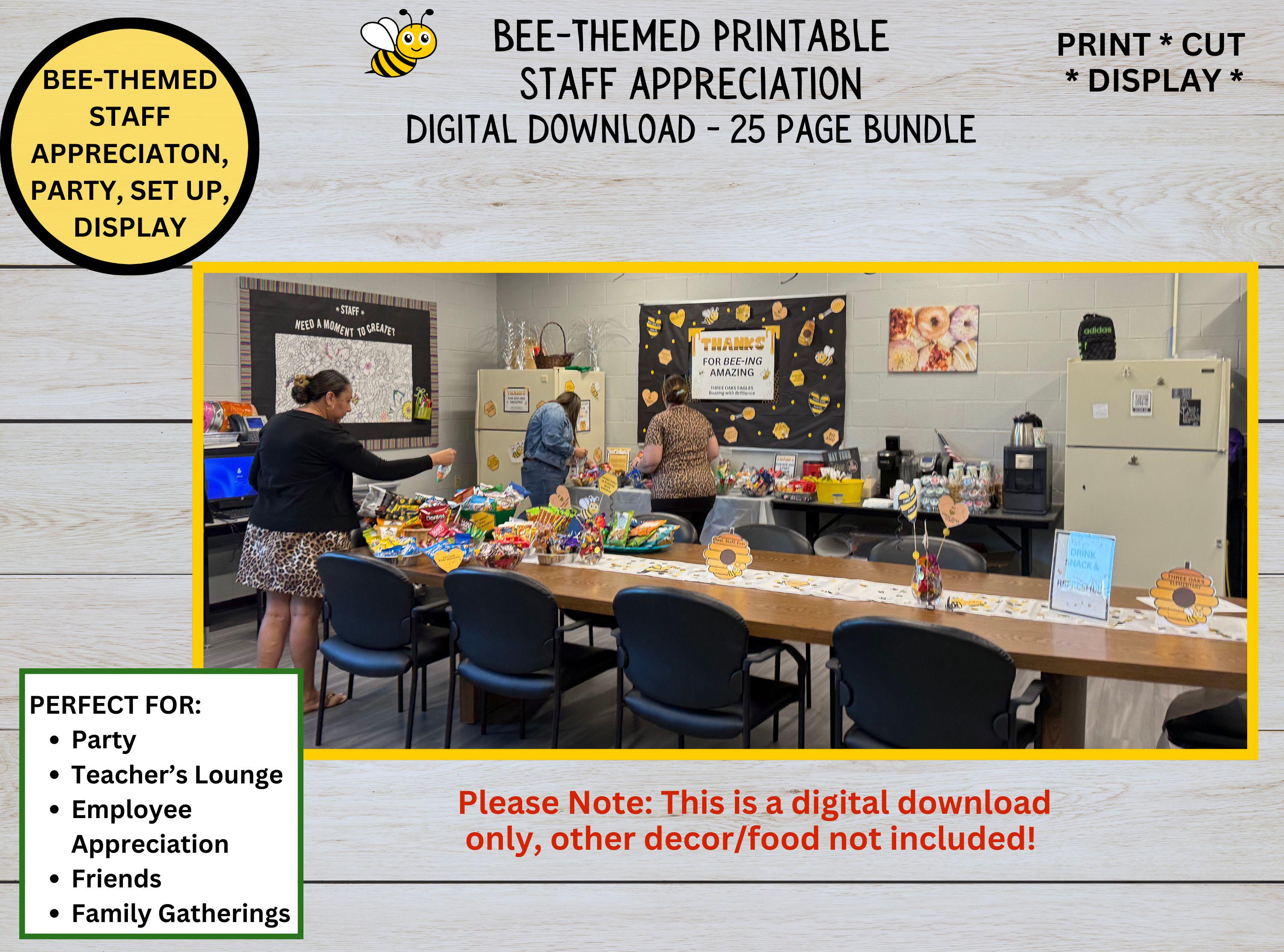 Bee-themed Staff Appreciation Printable, Teacher & Employee ...