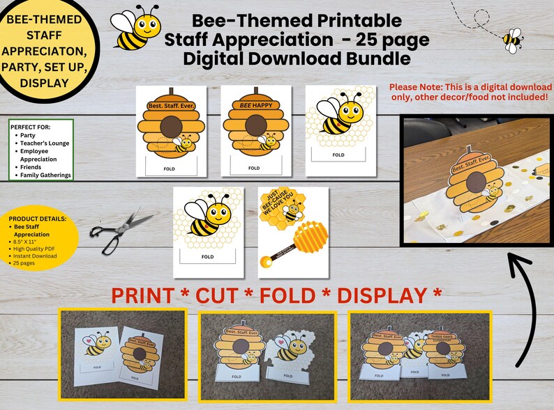 Bee-themed Staff Appreciation Printable, Teacher & Employee ...