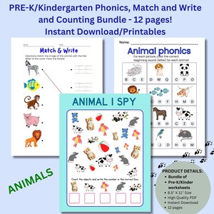 Pre-k/kindergarten Education Bundle, Phonics, Match & Trace Letters ...