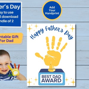 Father's Day Printable, Fathers Day Gift, Handprint Art, Best Dad Award ...