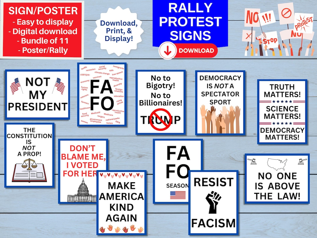 Rally Protest Signs - Digital Download, FAFO, 11 Posters for Protests ...