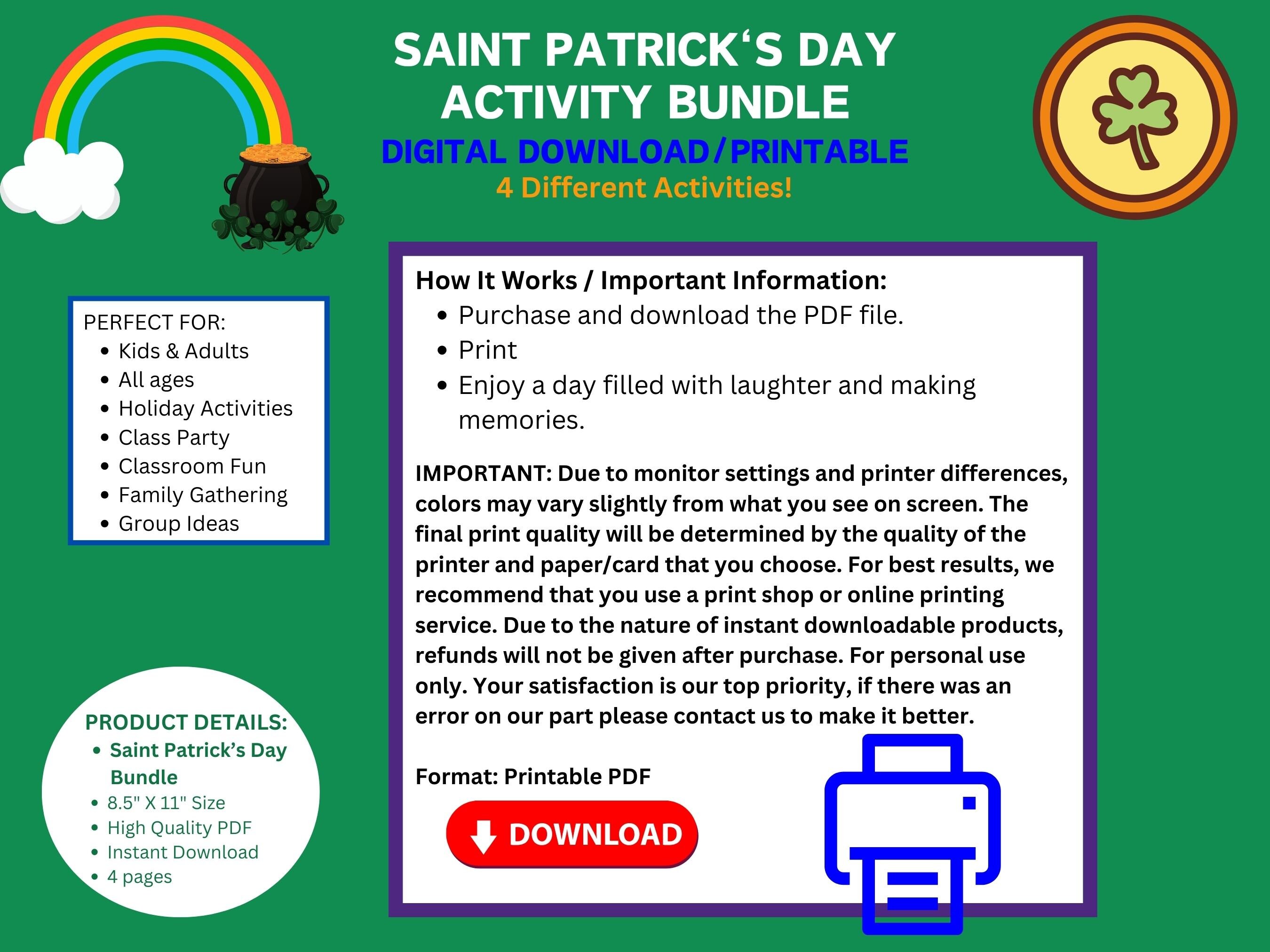 Saint Patrick's Day Activity Bundle, Word Scramble, Scattergories, A to ...