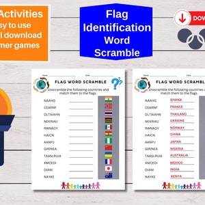 Flag Identification Activity Bundle, Summer Games 2024, Word Scramble ...