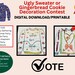 Ugly Sweater and Gingerbread Decorating Template, Digital/instant ...