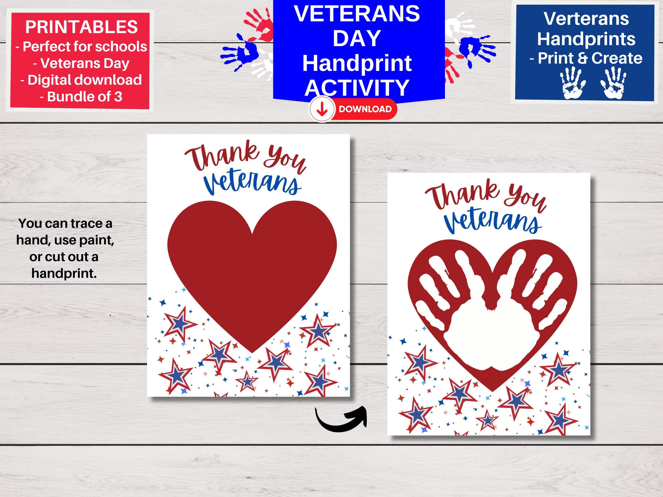 Veterans Day Handprint Art Project, Thank You Veterans/military ...