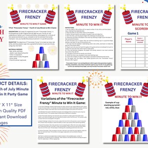 Firecracker Frenzy Fourth of July Minute to Win It Party Game ...