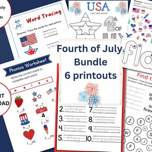 4th of July Activity Bundle for Learners - Phonics, Letter Tracing ...