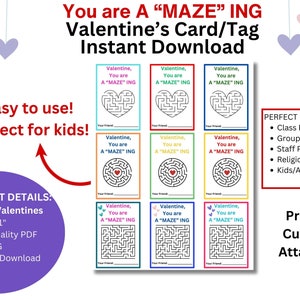 You Are A"maze"ing Printable Valentine's, Classroom Valentine's ...