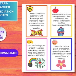 Teacher, Educator & Staff Appreciation Notes, Thank You Cards, School ...