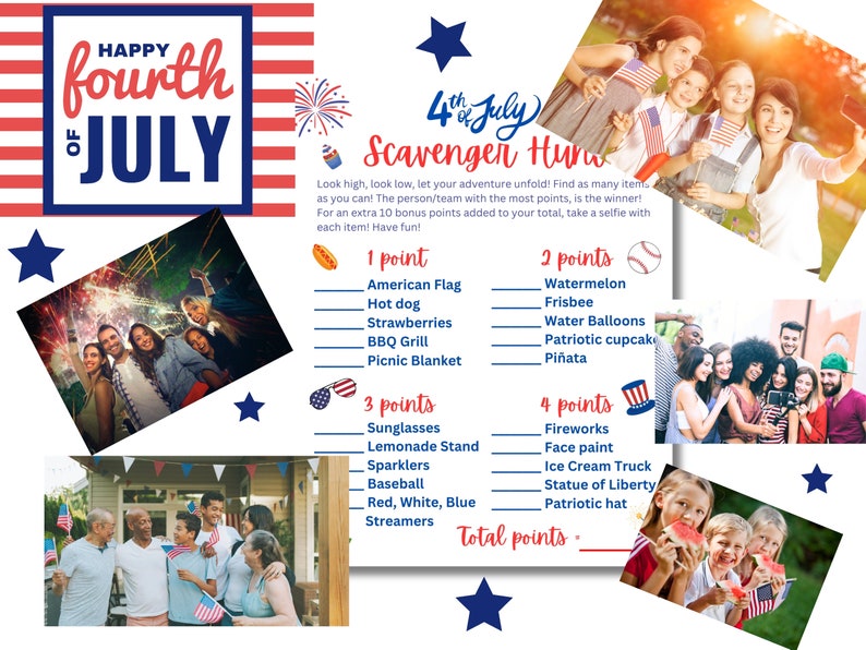 4th of July Scavenger Hunt | Independence Day Game | 4th of July Party ...