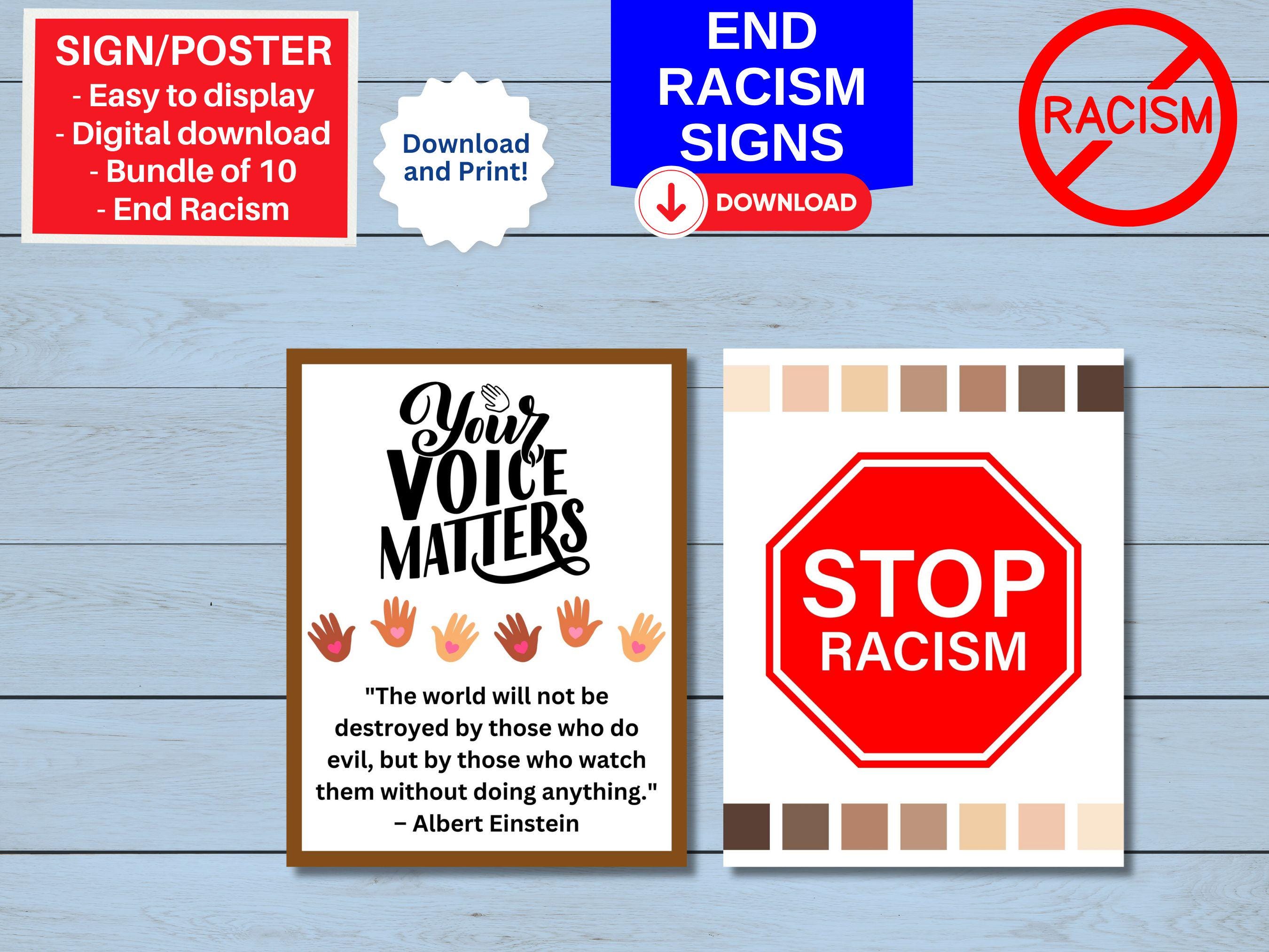 End Racism Printable Signs, Diversity & Inclusion Wall Art, Be Kind ...