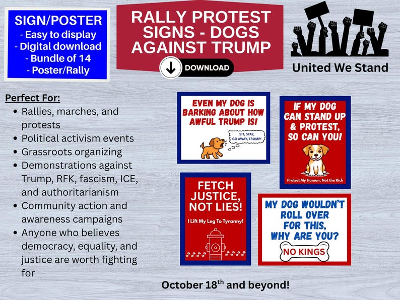 Dogs Against Trump Protest Signs, Anti-trump Rally Posters, Political ...
