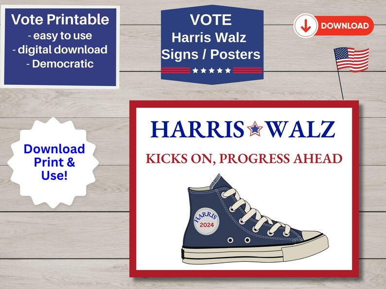 Harris/walz Election Signs, Digital Download, Printable Posters ...