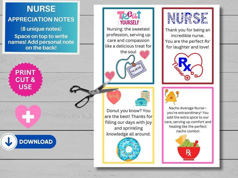 Nurse Appreciation Notes, Thank You, School Nurse, RN, LPN, CNA ...